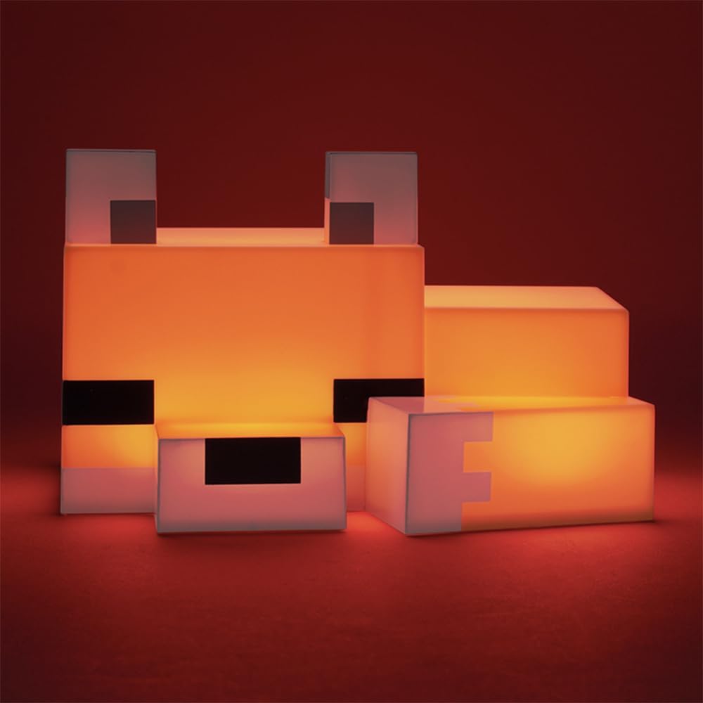 Paladone Minecraft Cute Fox Night Light, Soft Orange Glow, Officially ...